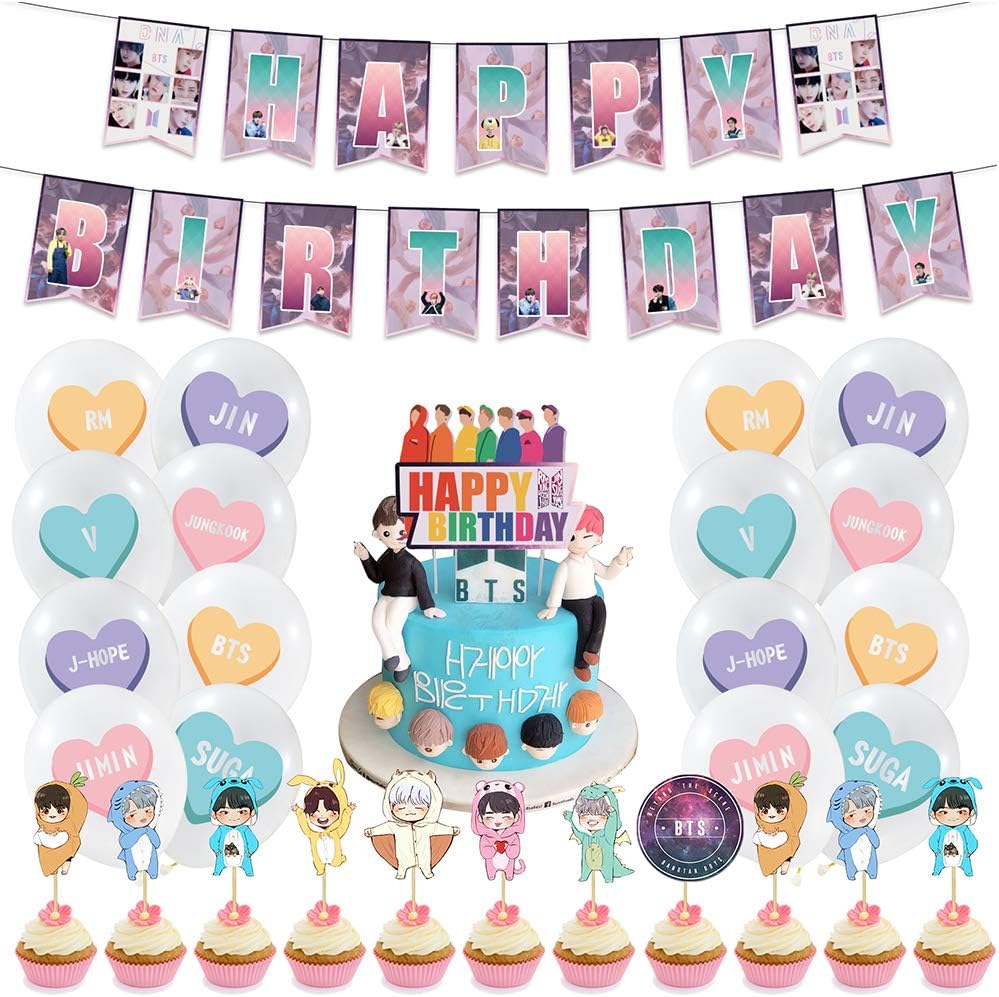 BTS Cake Topper BETOY 44PCS BTS Birthday Party Supplies Cupcake Toppers ...