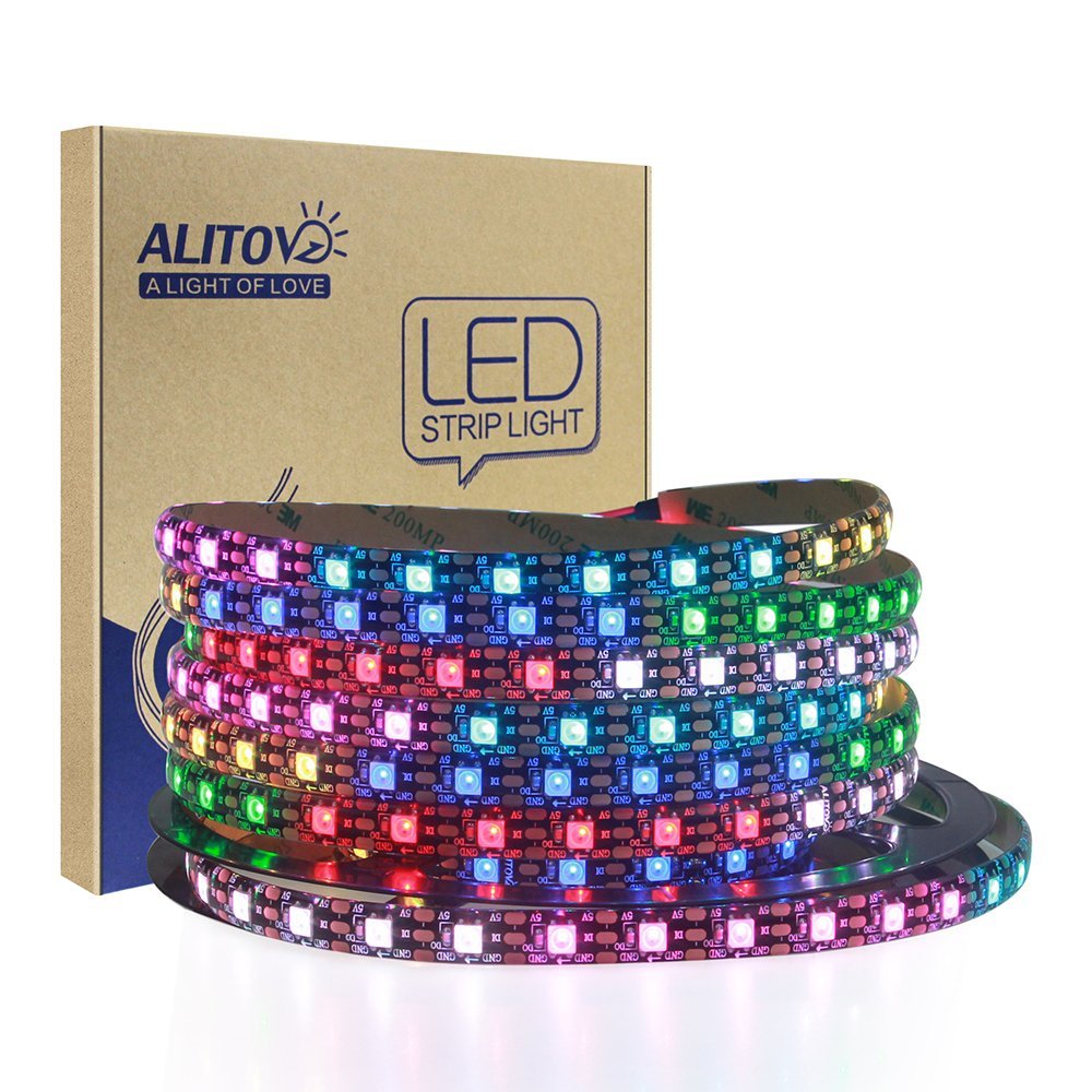 ALITOVE WS2812B Addressable 300 Pixels RGB LED Strip Light 5m/16.4ft ...