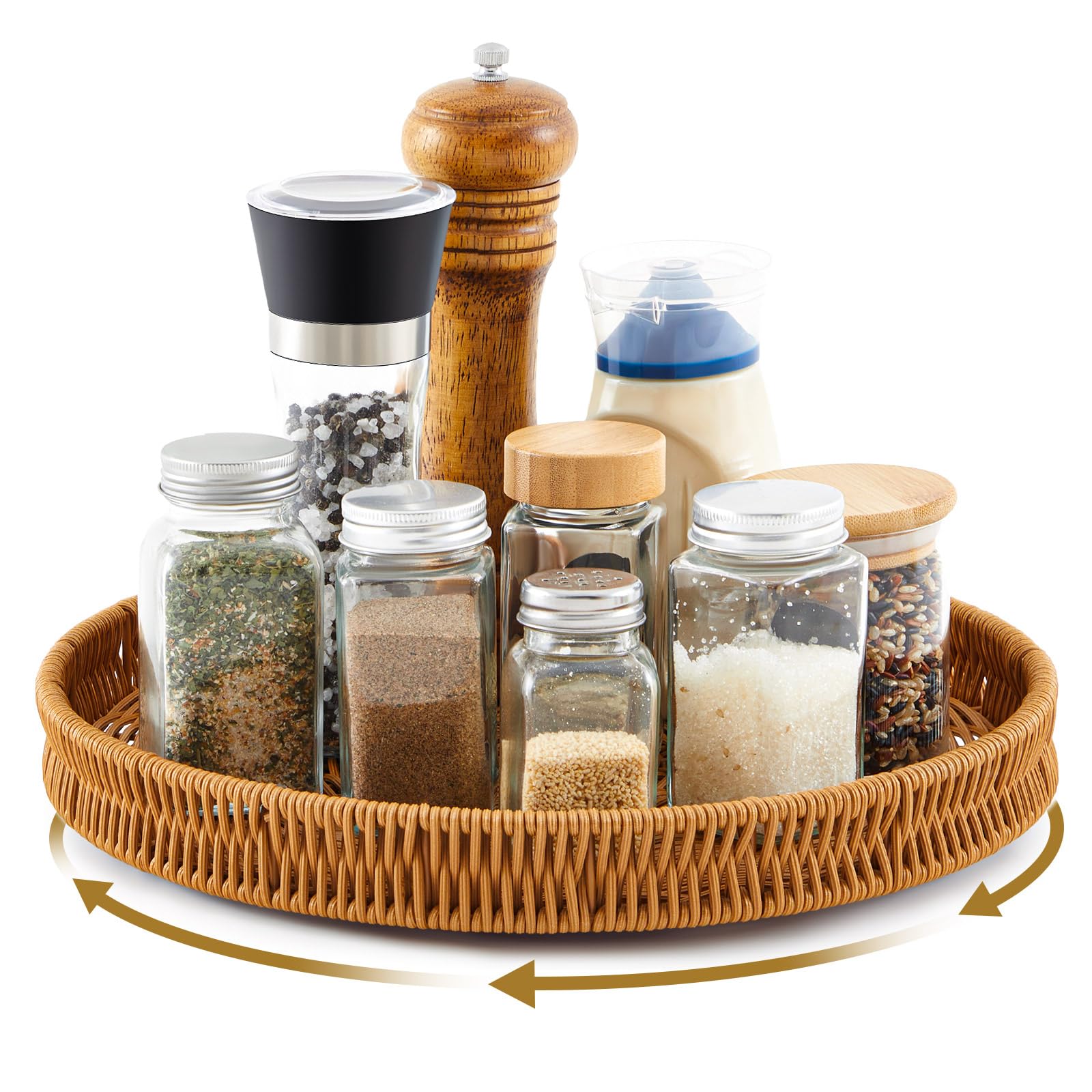 Reallnaive 12 Inch Lazy Susan Organizer, Rattan Round Turntable, Lazy ...