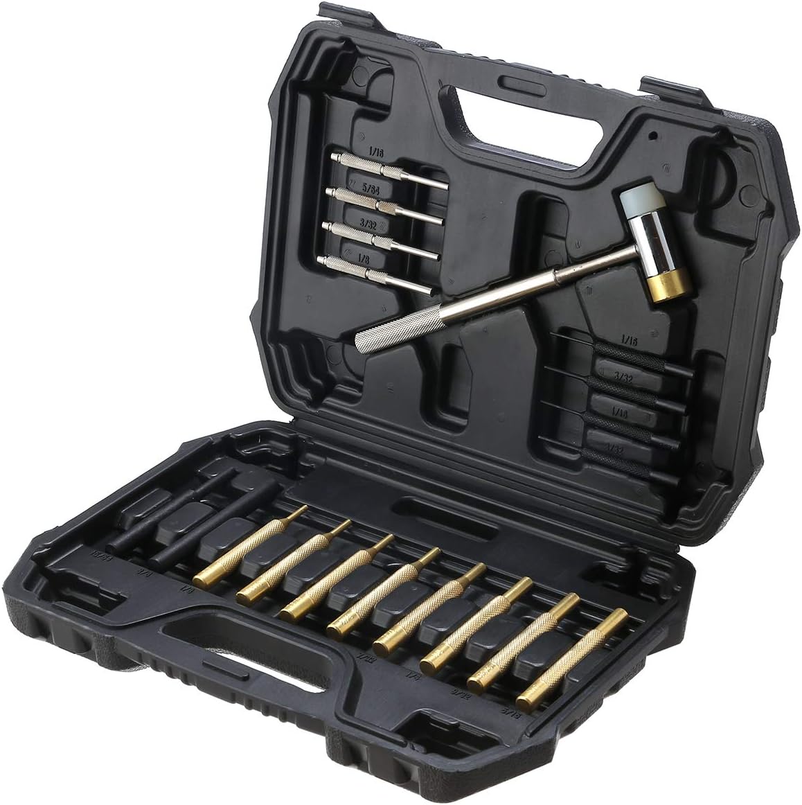 TOPWAY Copper Pin Punch Set – 19Pcs Punch Fixed Pin Double Head Hammer ...