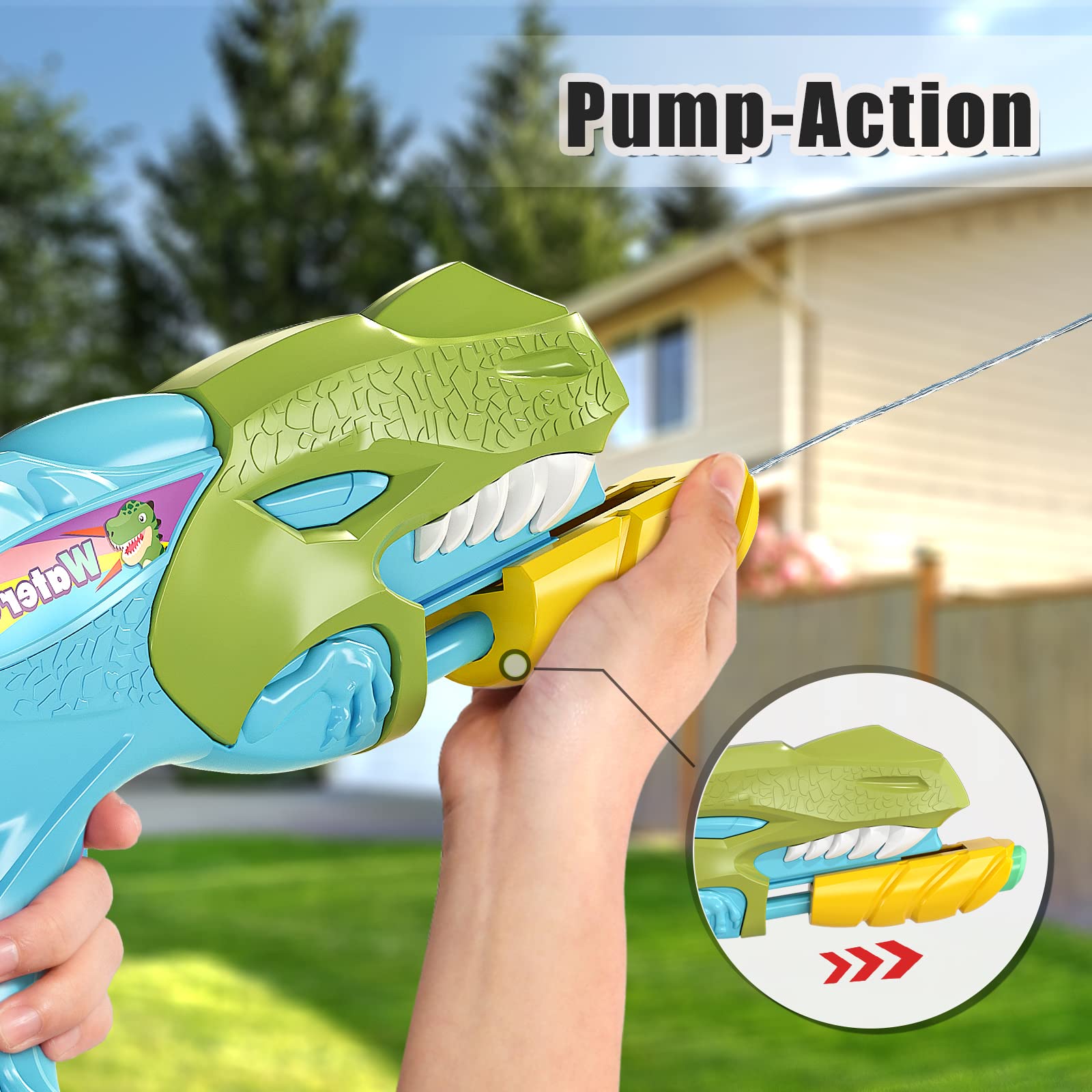 Mua TEMI 2 Pack Dinosaur Water Blasters for Kids, Long-Range Shooting ...