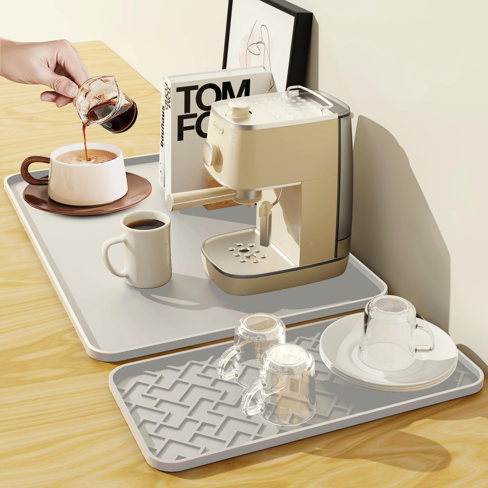 Silicone Coffee Mat - Removable Bar Mat with Concave and Convex Design ...
