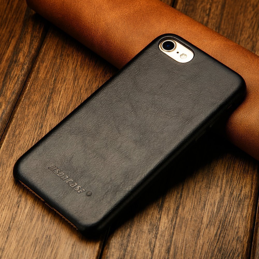 JISONCASE iPhone 7 Case, Leather Back Slim Fit Snug Protective Cover ...