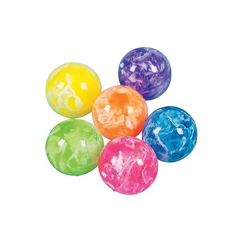 Fun Express Neon Marbleized Bouncy Balls - Bulk Set of 48 Small bouncey ...