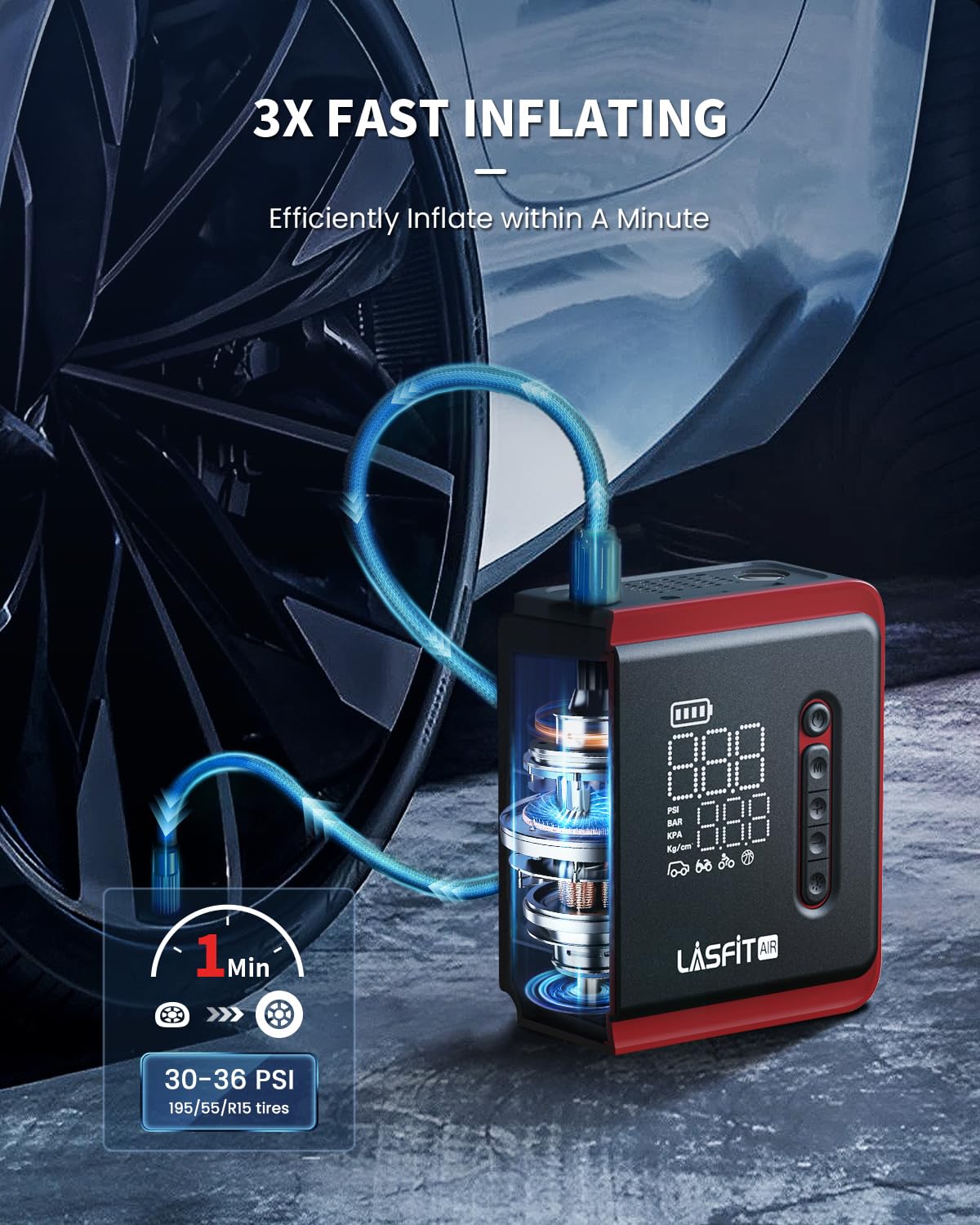 Mua LASFIT AIR CR1 Tire Inflator Portable Air Compressor, 3X Fast ...