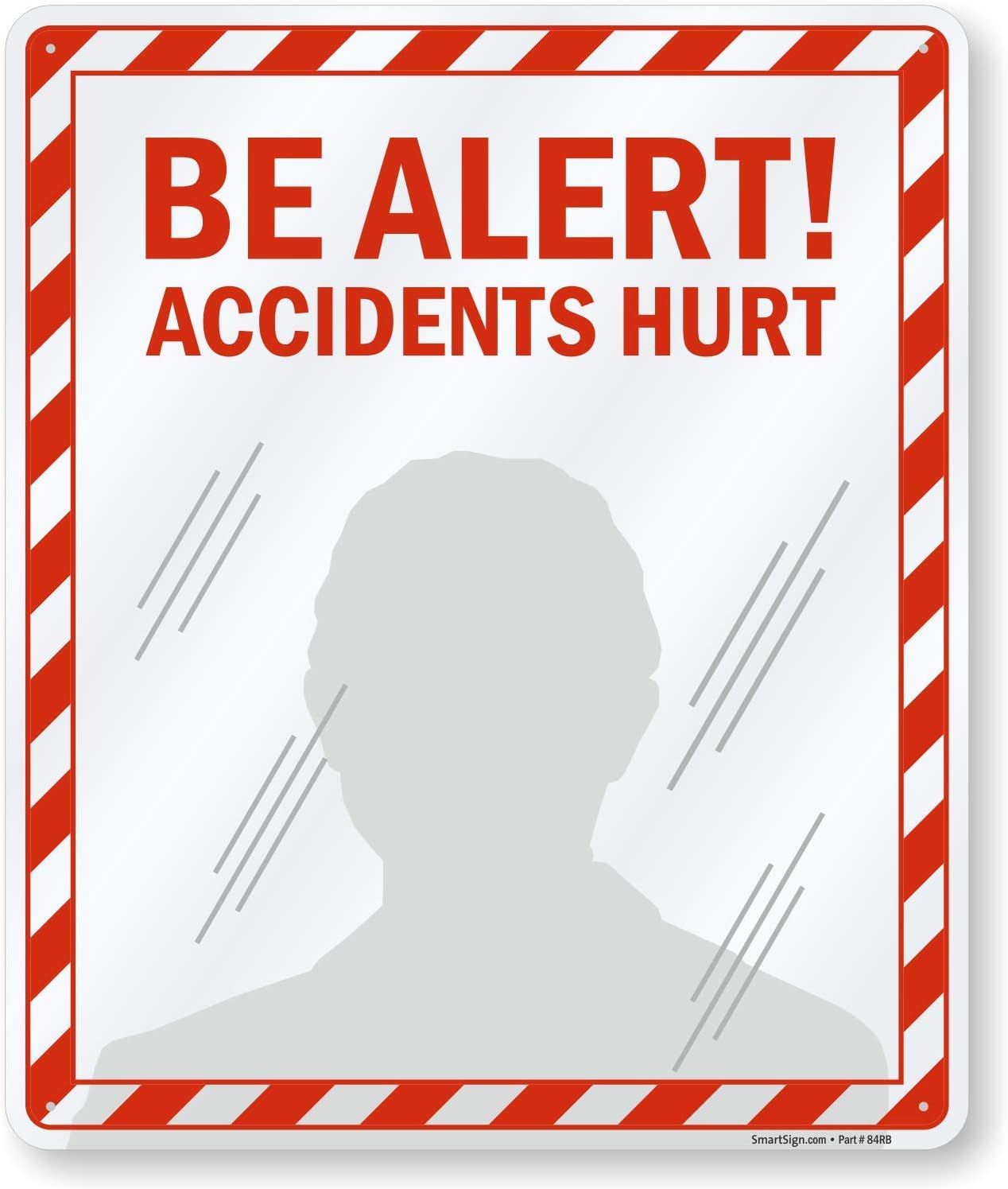 SmartSign "Be Alert! Accidents Hurt" Mirror Message Sign | 16" x 19 ...