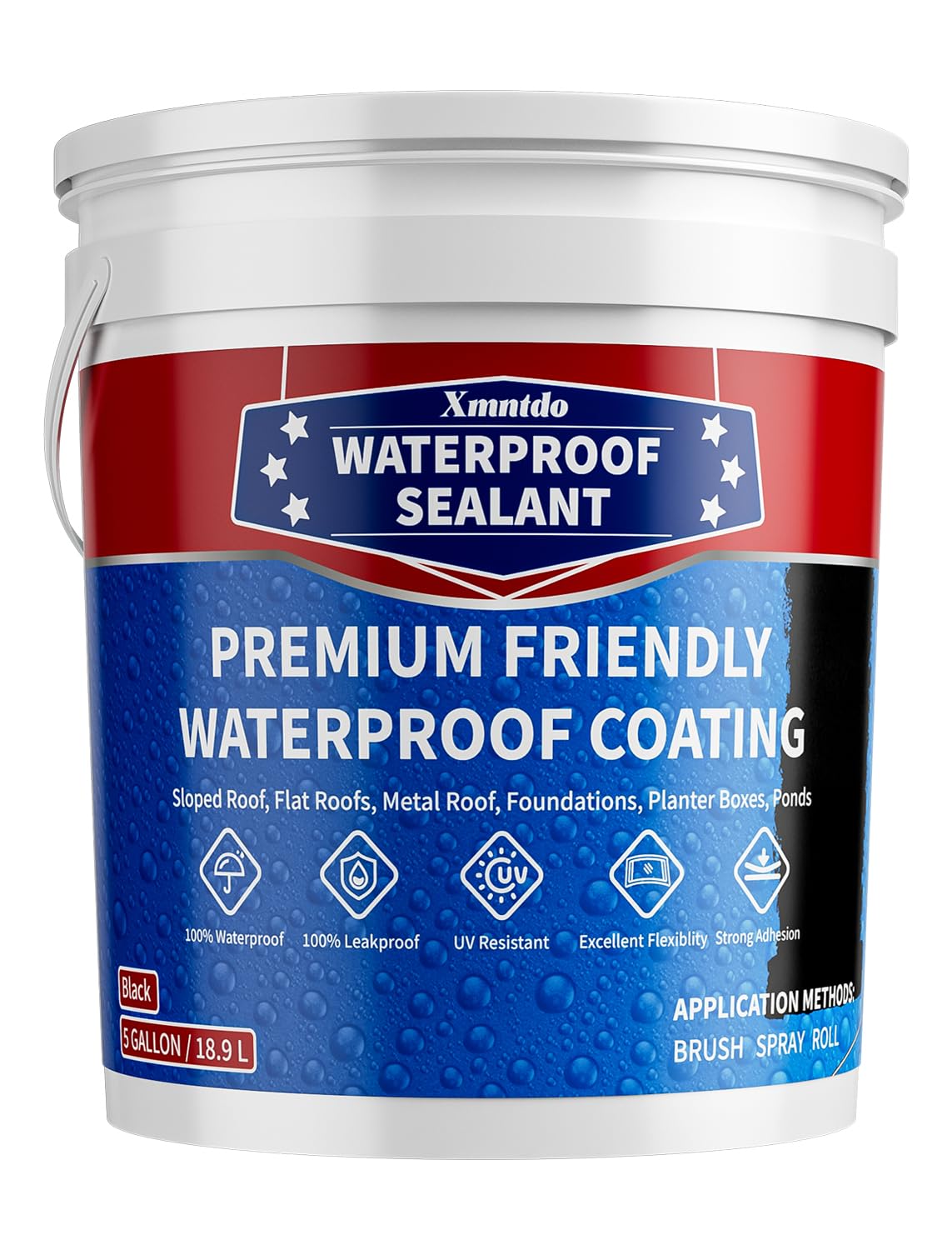 Xmntdo Polyurethane Waterproof Coating, Black, 5 Gallon, Roof Sealant ...