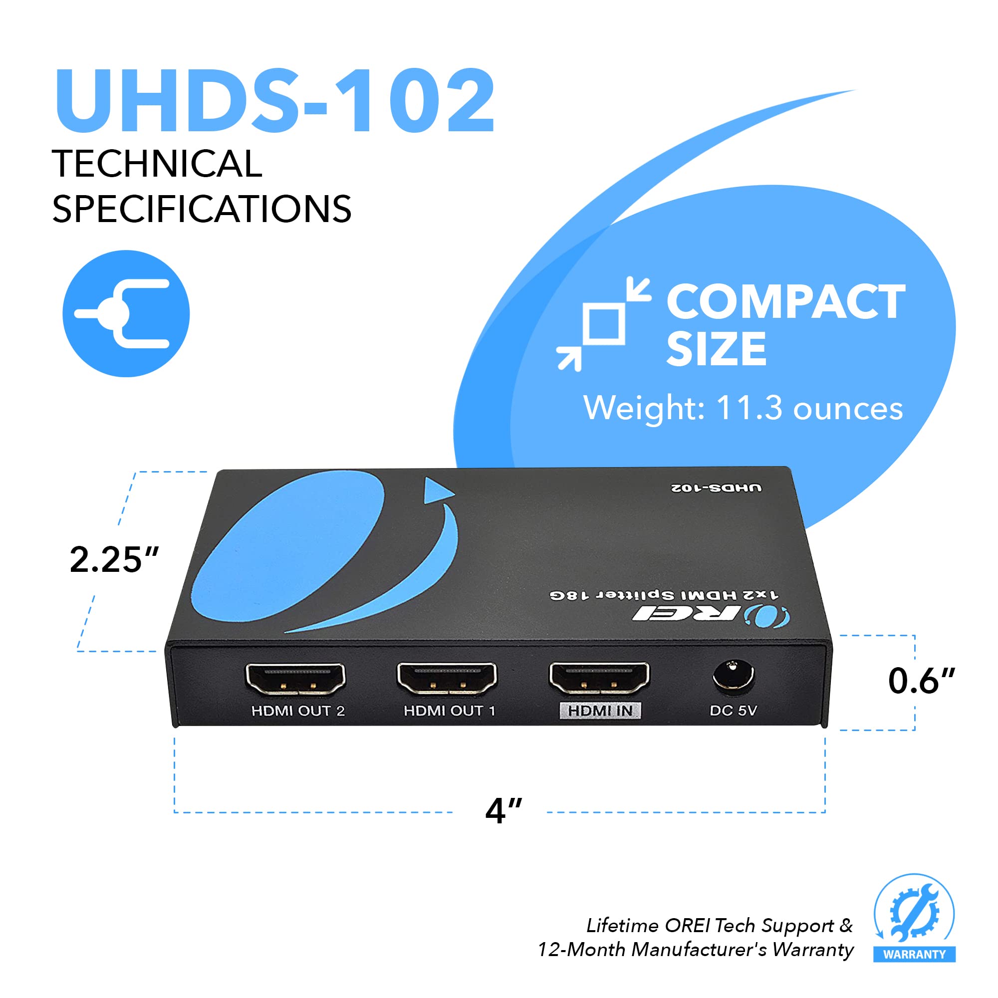 Mua OREI UltraHD 4K @ 60 Hz 1 X 2 HDMI Splitter 1 in 2 Out 2 Port 2: 8-Bit - HDMI 2.0, HDCP 2.0 ...