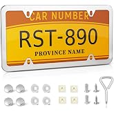 Amazon.com: RED WOLF Stainless Steel License Plate Frame Holder 4 Holes ...