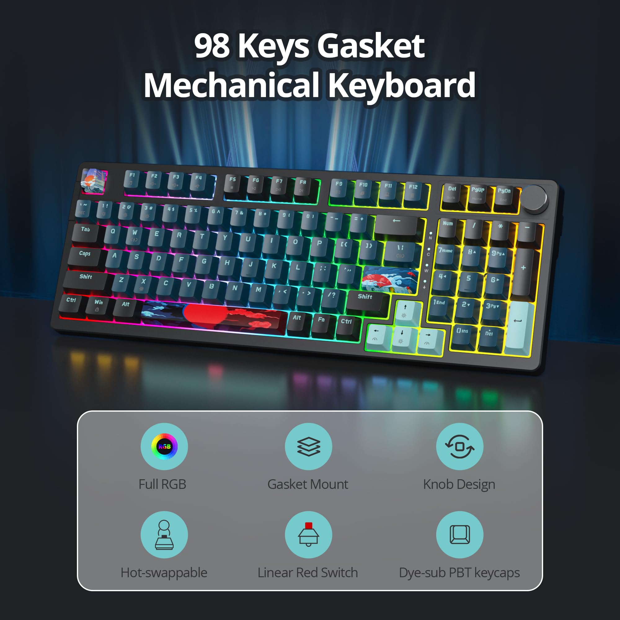 Mua Ussixchare 98 Keys Gaming Keyboard Gasket Custom Keyboard Wired ...
