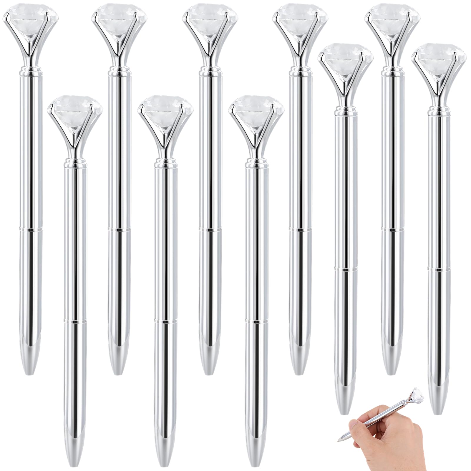 Varku 50 Pcs Silver Diamond Pens - Pens with Crystals, Bulk for Women ...