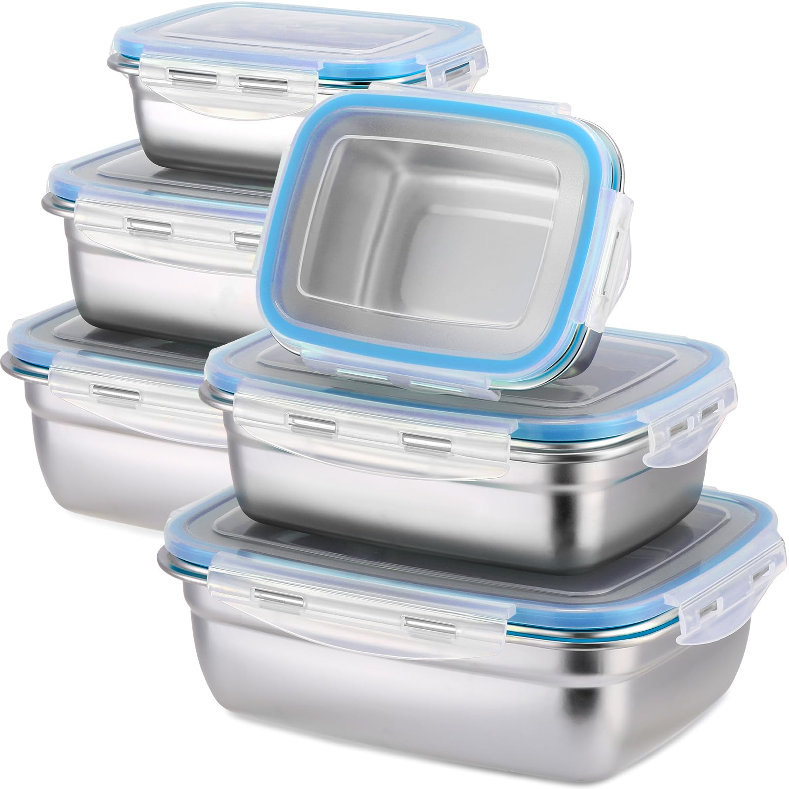 Nuanchu 6 Packs Stainless Steel Food Storage Containers Airtight Metal ...