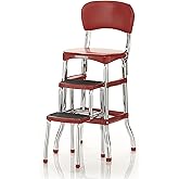 Amazon.com: Cosco 11130WHTE White Retro Counter Chair/Step Stool with ...