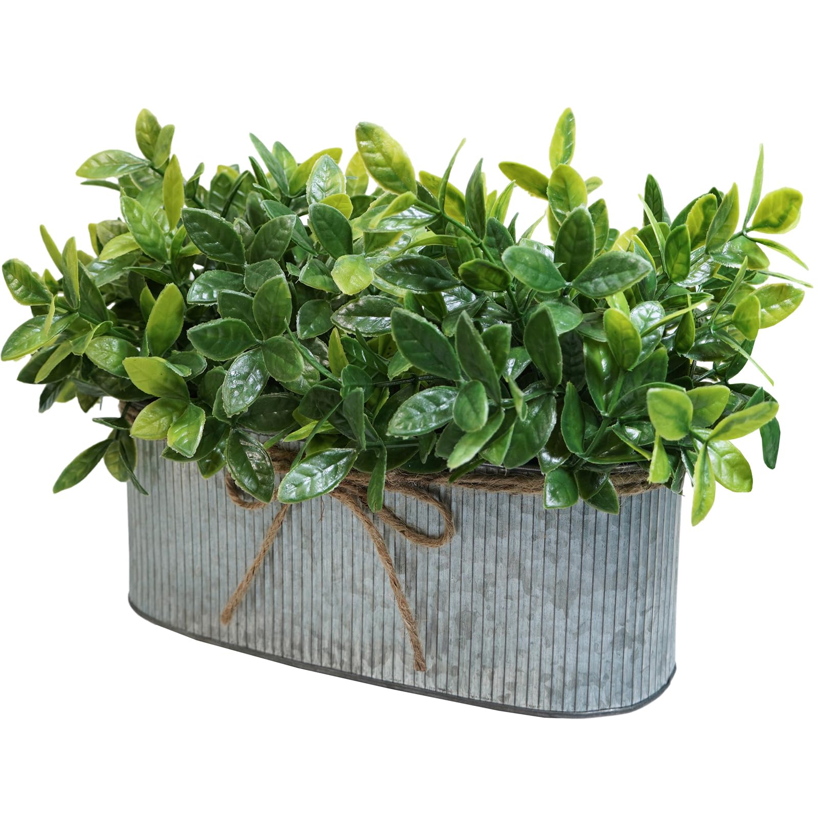 Winlyn Faux Eucalyptus Plants in Rustic Galvanized Metal Oval Planter ...