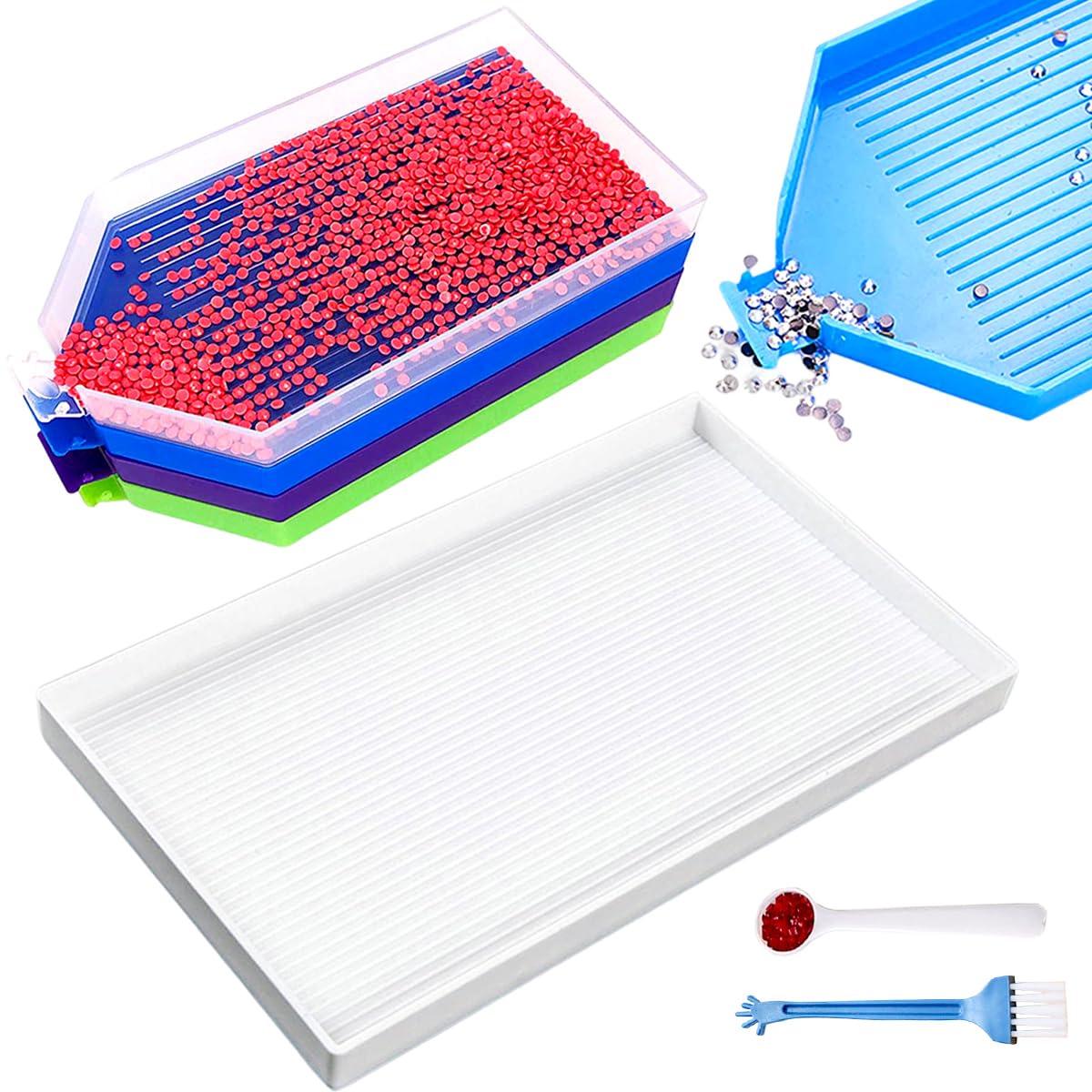 5 Pcs Large Diamond Painting Trays,Plastic Bead Sorting Tray,Big ...