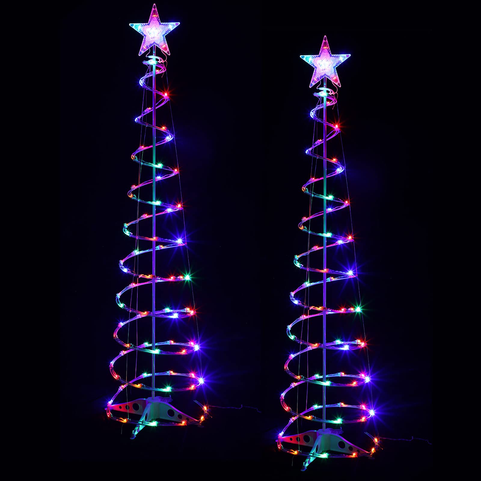 Macarrie 2 Pack 6 Ft Spiral Christmas Trees Outdoor Light Up Christmas ...