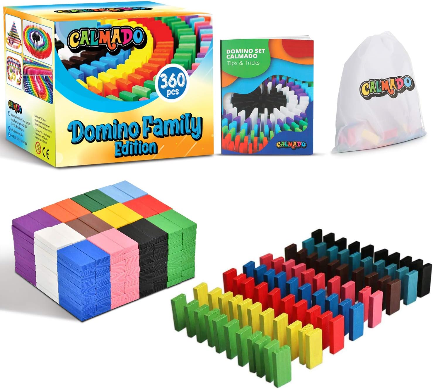 Calmado – 370pcs Domino Stones / Dominoes Wooden “Domino Family Edition ...