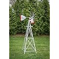 Amazon.com: 6 Ft Premium Aluminum Decorative Garden Windmill- Red Trim ...