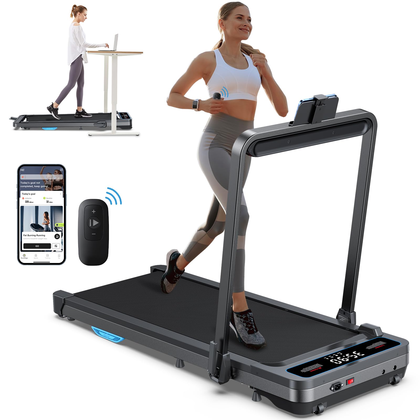 Incline Walking Pad Treadmill: [Voice Controlled] 2 in 1 Smart ...