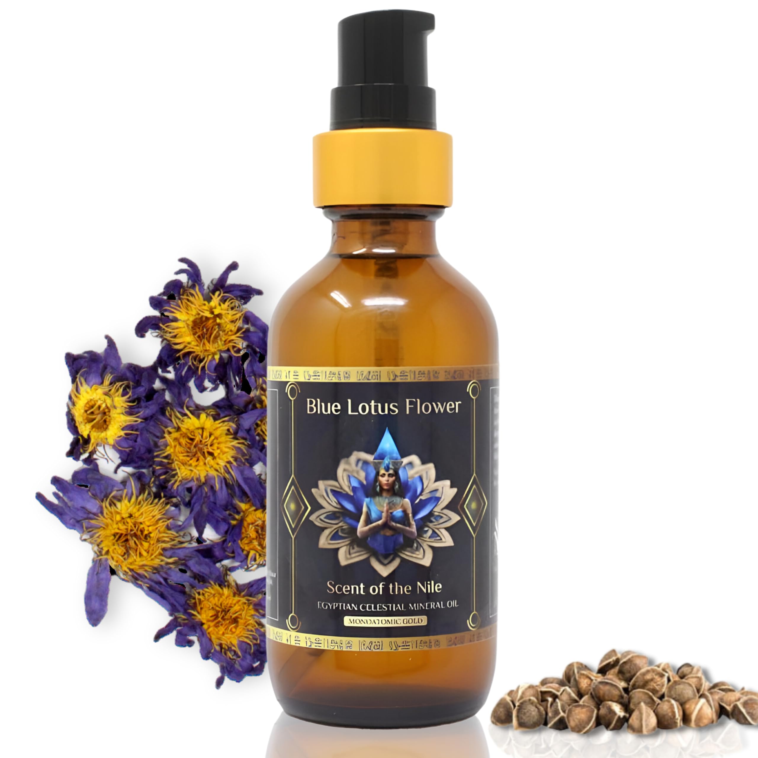 100% Pure Moringa Oil blended with Blue Lotus Flower Essential Oil and ...