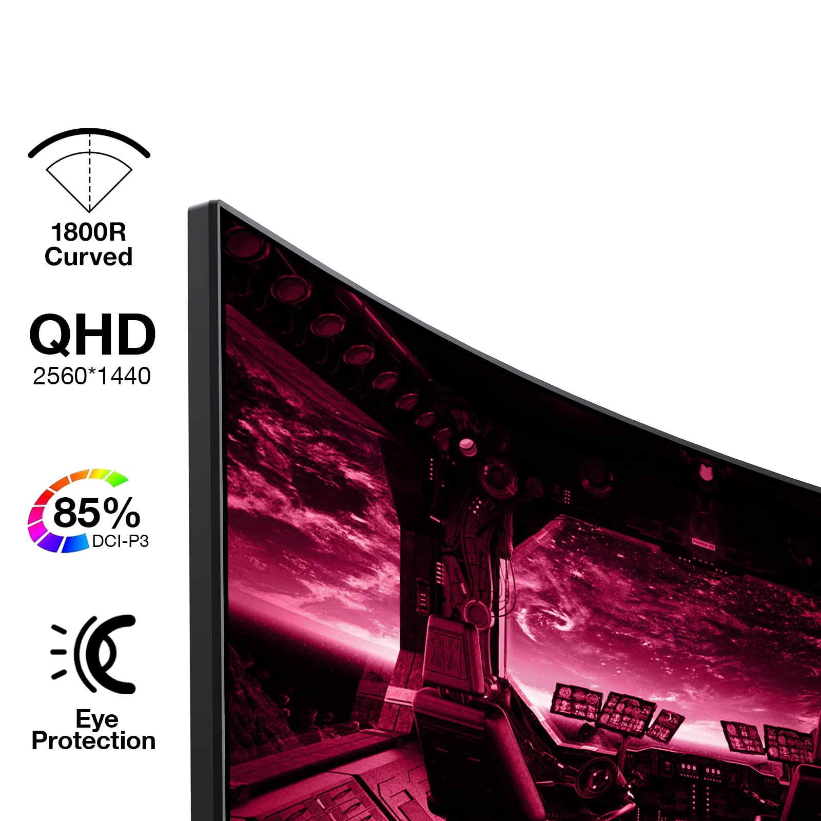 Mua KOORUI 27" WQHD 2560x1440 Curved Gaming Monitor, 144Hz Refresh ...