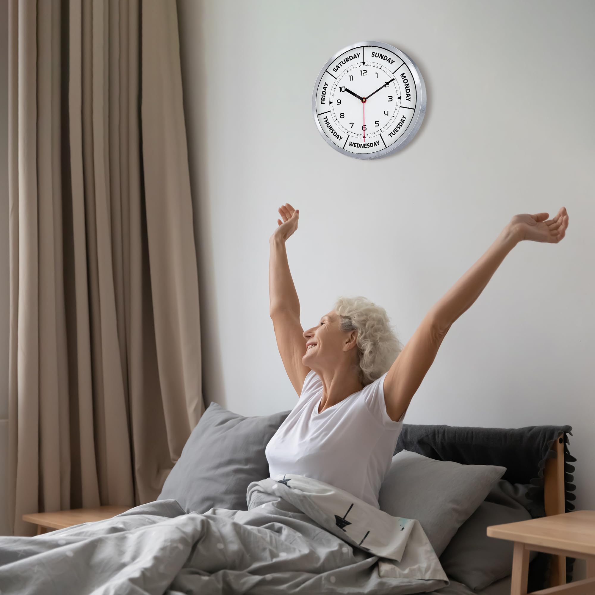 Mua Lafocuse Silent Metal Day Clocks for Seniors, Retirement Clock Day ...