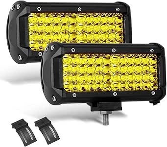 Amazon.com: 2 PCS 7 Inch Yellow Led Light Bars 96 PCS Led 13824LM Quad ...