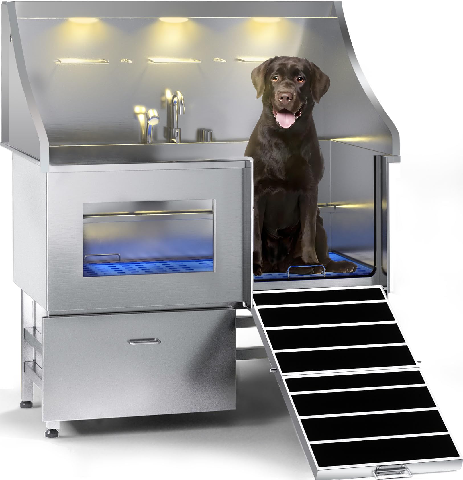 POLIMO Dog Washing Station, LED Professional Stainless Steel Dog ...