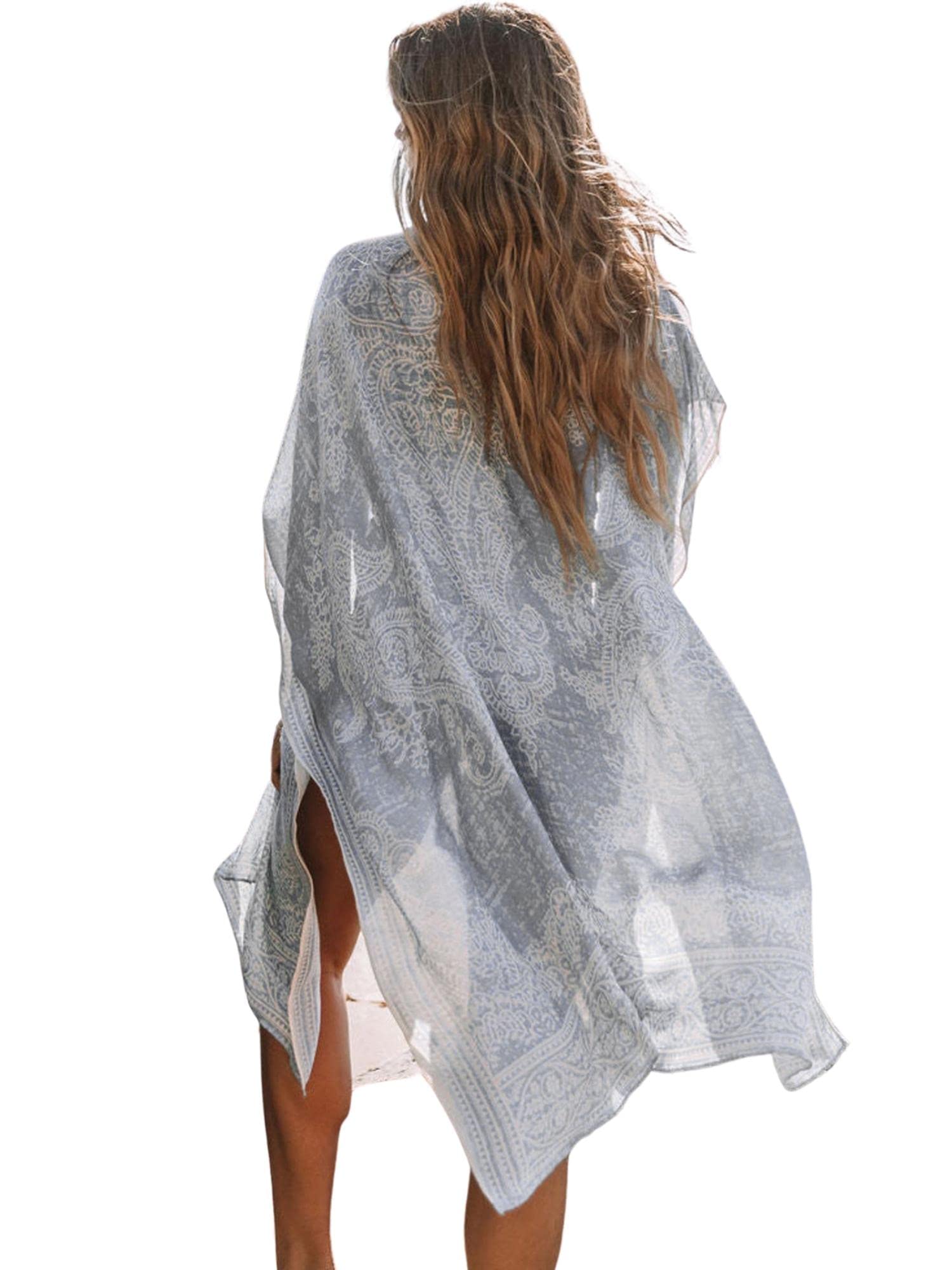 Breezy Lane Women's Kimono Beach Coverup Summer Cardigan Swimsuit Cover ...