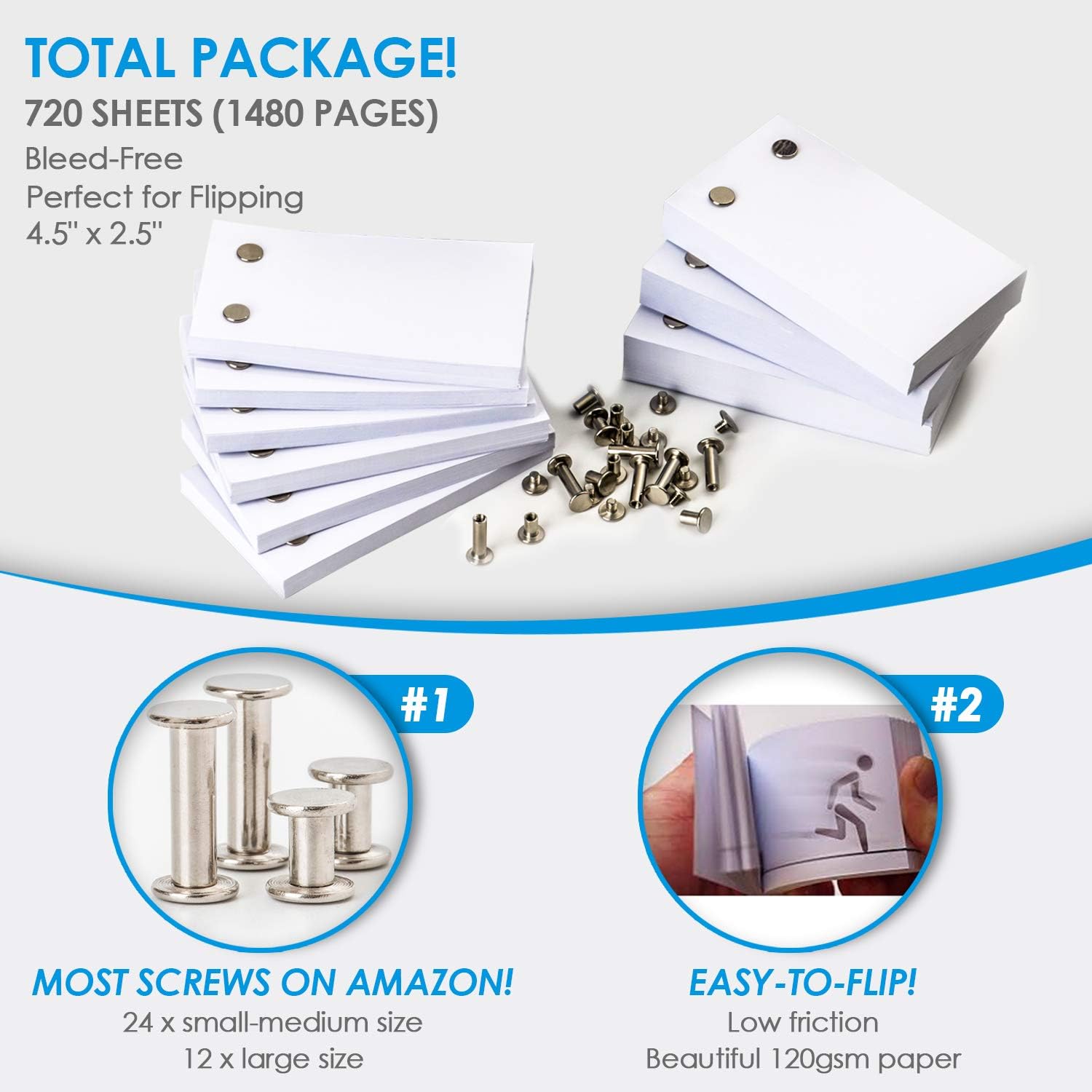 Blank Flipbook Paper with Holes – 1480 Pages (720 Sheets) Flip Book Kit ...