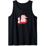Amazon.com: Funny Santa Flipping The Bird & Middle Finger Santa T-Shirt ...