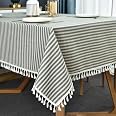 Amazon.com: TruDelve Cotton Linen Table Cloth Stripe Tassel Rectangle ...