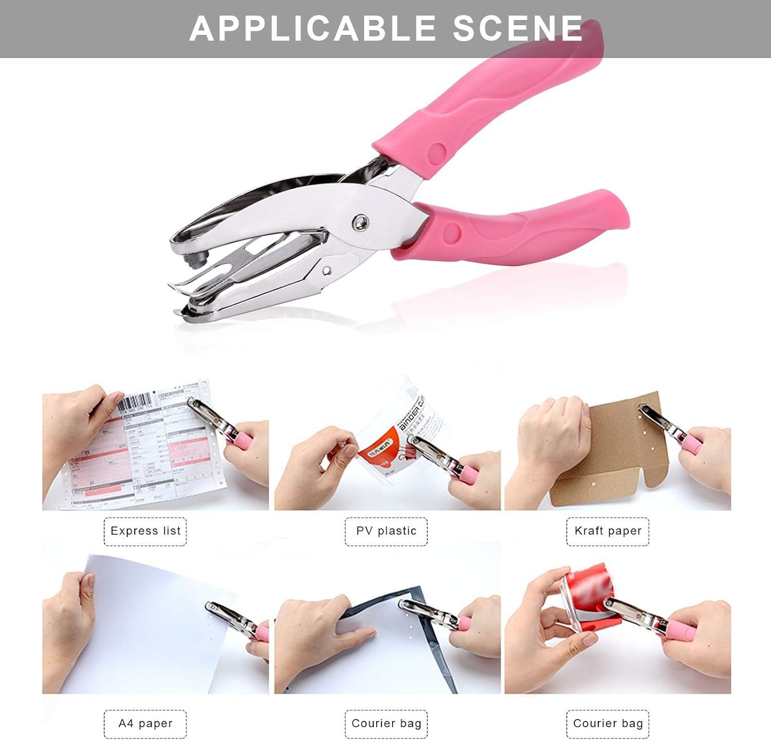 3 Pack Handheld Hole Punch 3 Style Single Hole Punch with Pink Grip ...