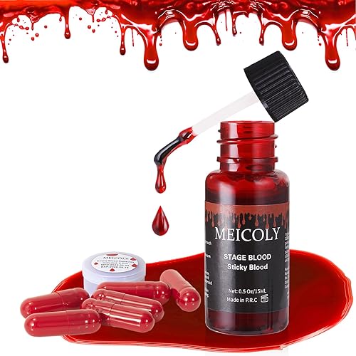 MEICOLY Fake Blood Washable,Edible Stage Blood,0.5 oz Realistic Drips ...