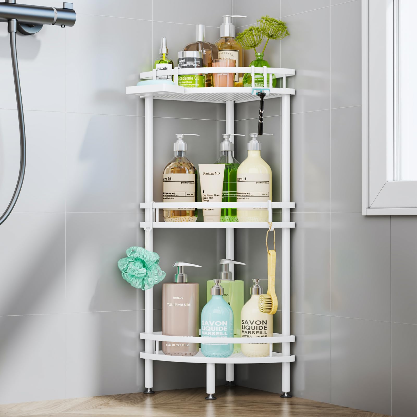 HapiRm Standing Corner Shower Caddy - 3 Tier Shower Organizer Corner ...