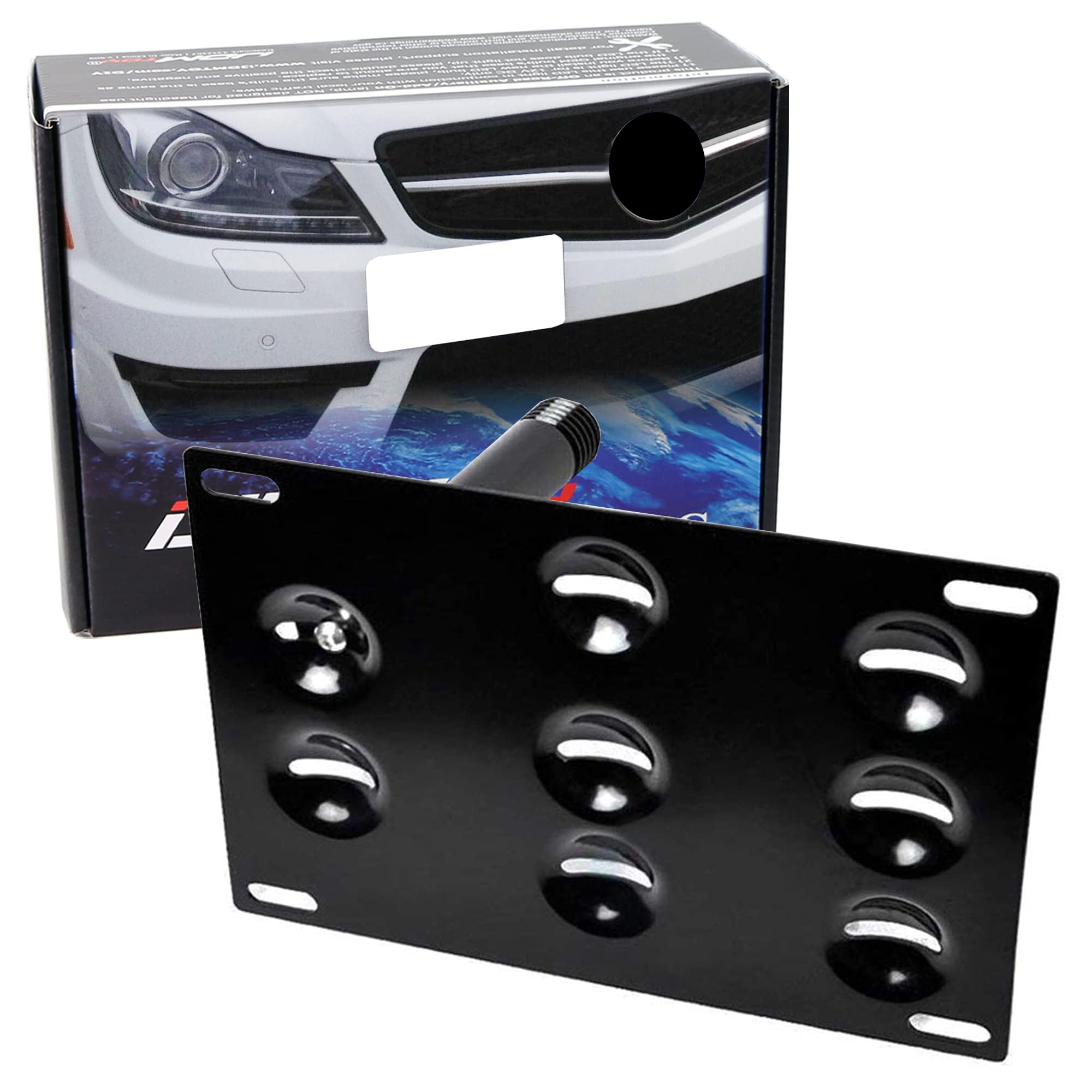 iJDMTOY No Drill Front Bumper Tow Hook License Plate Mounting Bracket ...