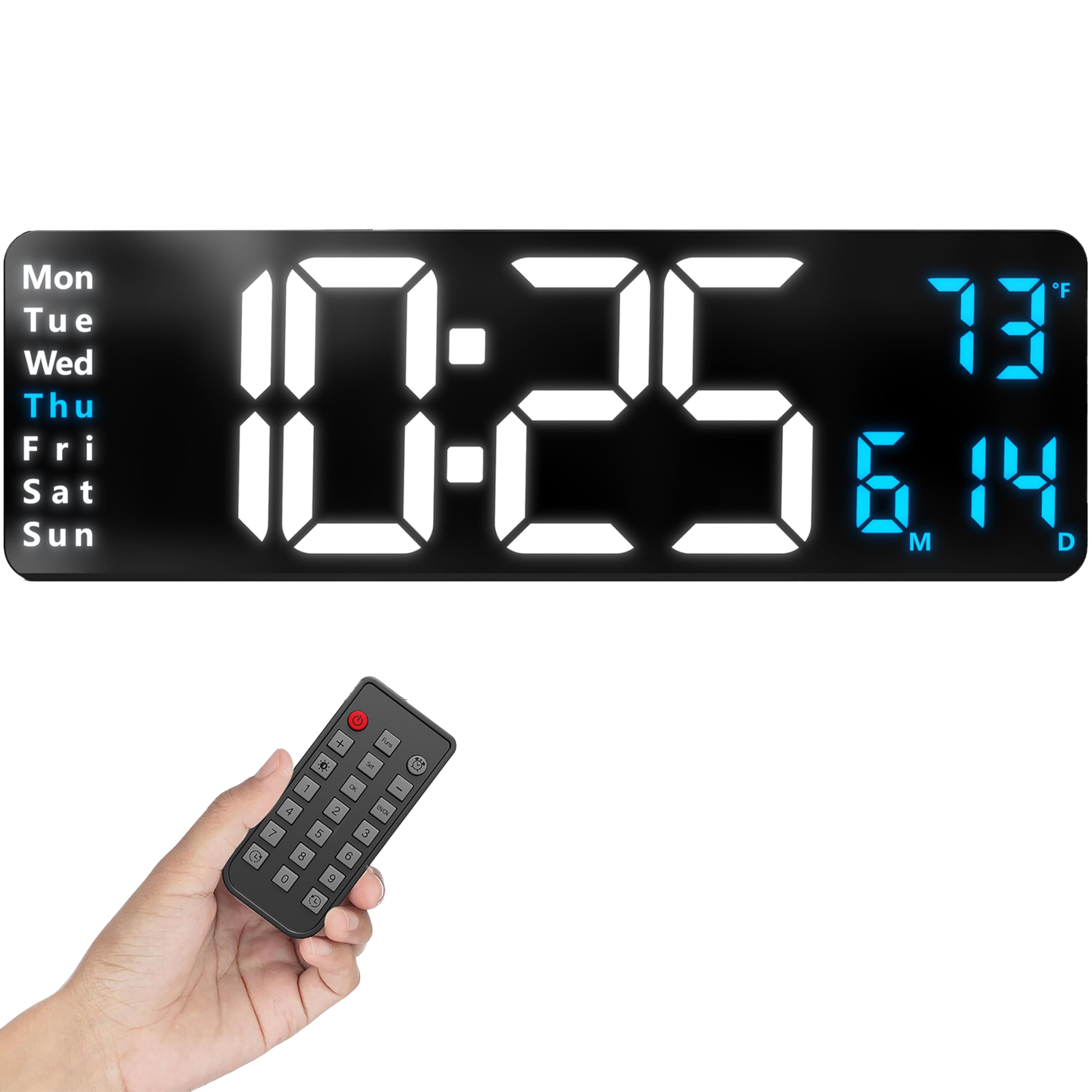 Opis Clock 1 (XXL White & Blue) – Extra Large Digital Wall Clock with ...