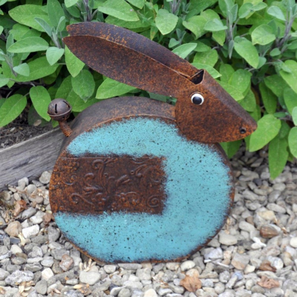 Charming Metal Rustic Rabbit Hare garden ornament Sculpture - ideal for ...
