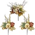 Amazon.com: 3 Pcs Fall Floral Picks Artificial White Pumpkin Maple Leaf ...