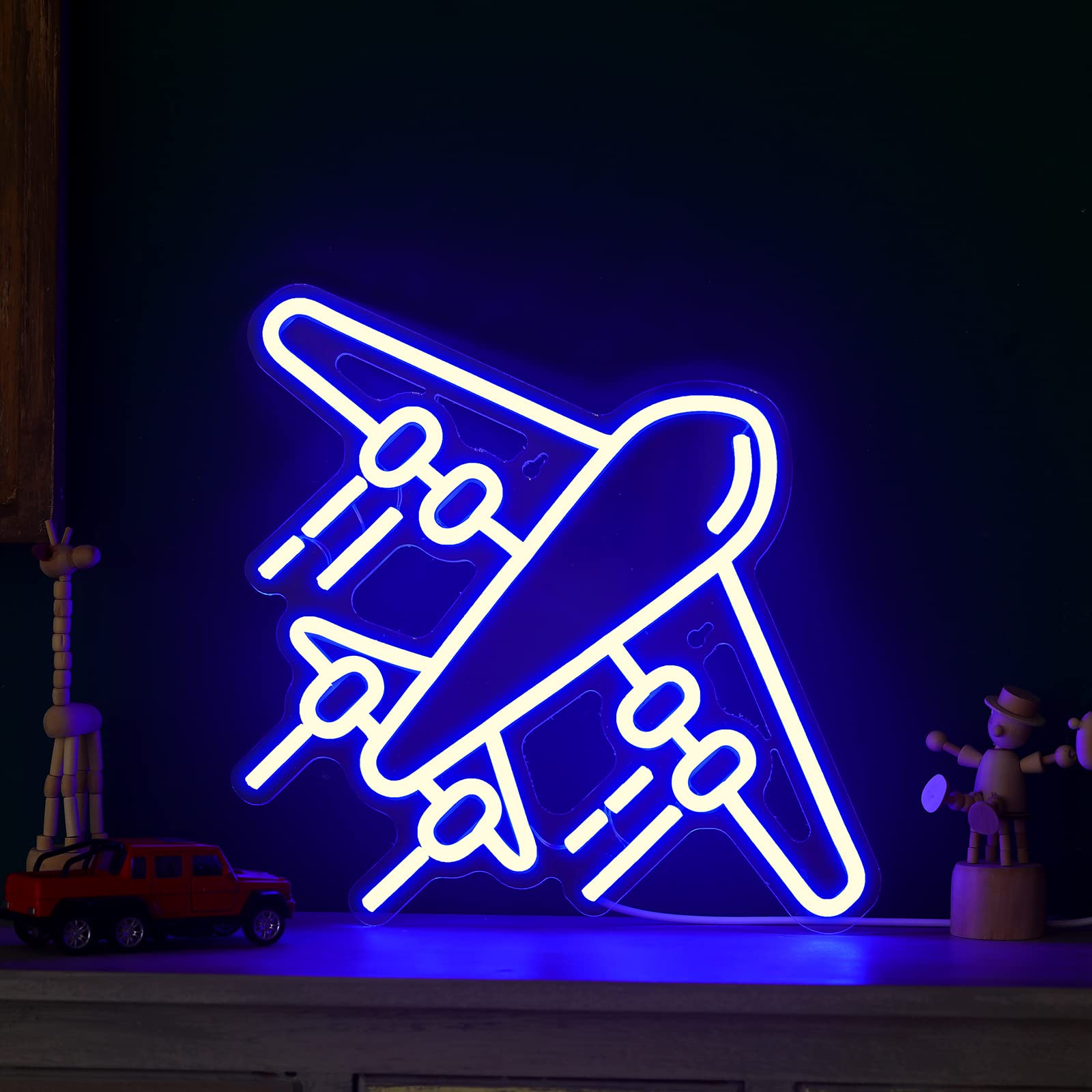 Riakrum Airplane Neon Signs for Boys Room Airplane Lamp Decor USB ...
