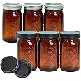 Amazon.com: Jumterlee 6 Pack 32 oz Amber Mason Jars, Wide Mouth Mason ...