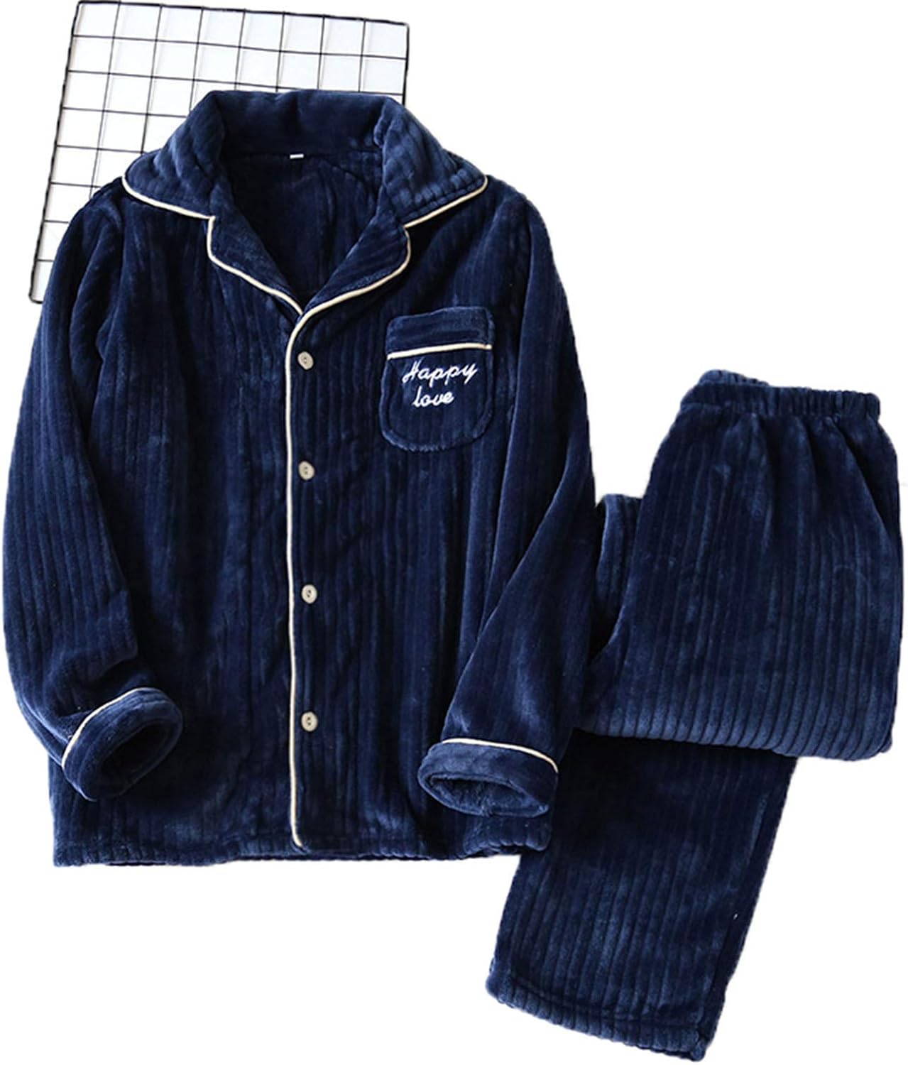 Herfst Winter Warme Zachte Flanel Pyjama Mannen Vrouwen Lange mouwen ...