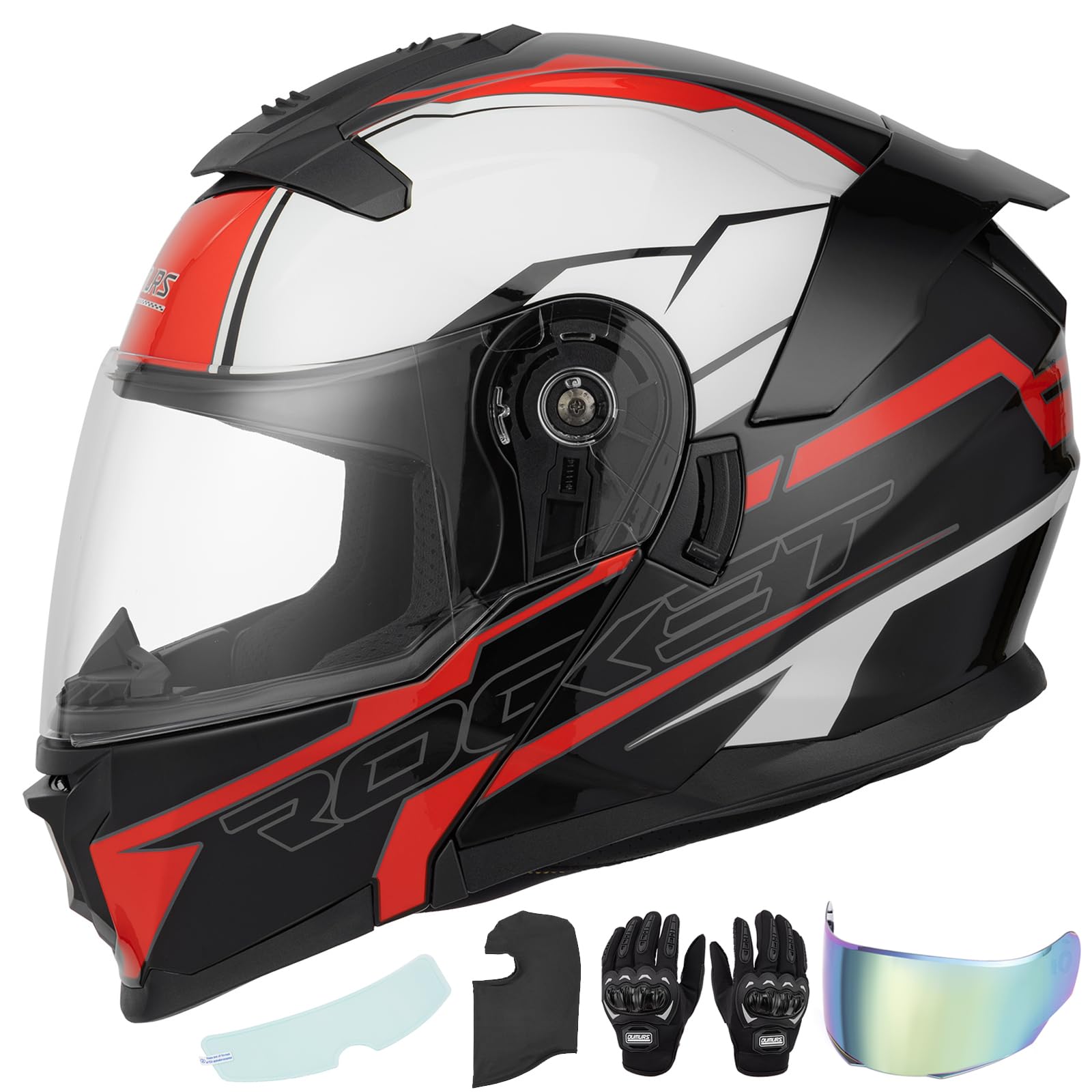OUMURS Modular Motorcycle Helmets Full Face Flip up Street Bike ...