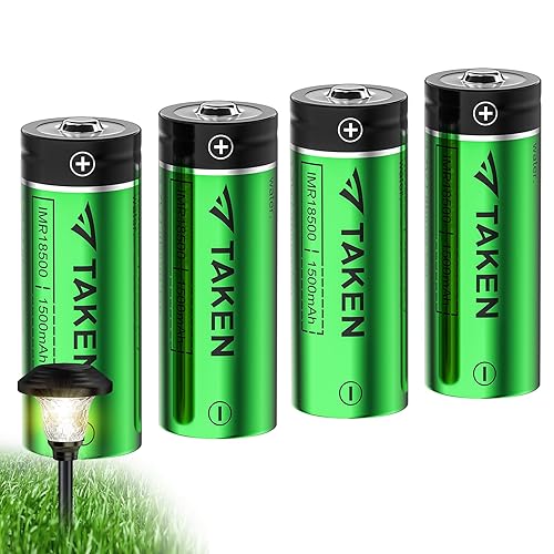 Taken Garden Solar Light Batteries, IMR 18500 1500mAh 3.7V Li-ion ...