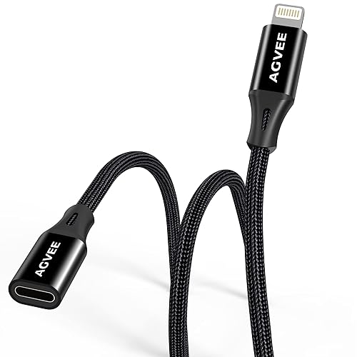 AGVEE [15ft] Lightning Extension Cable Braided Female to Male Extender ...