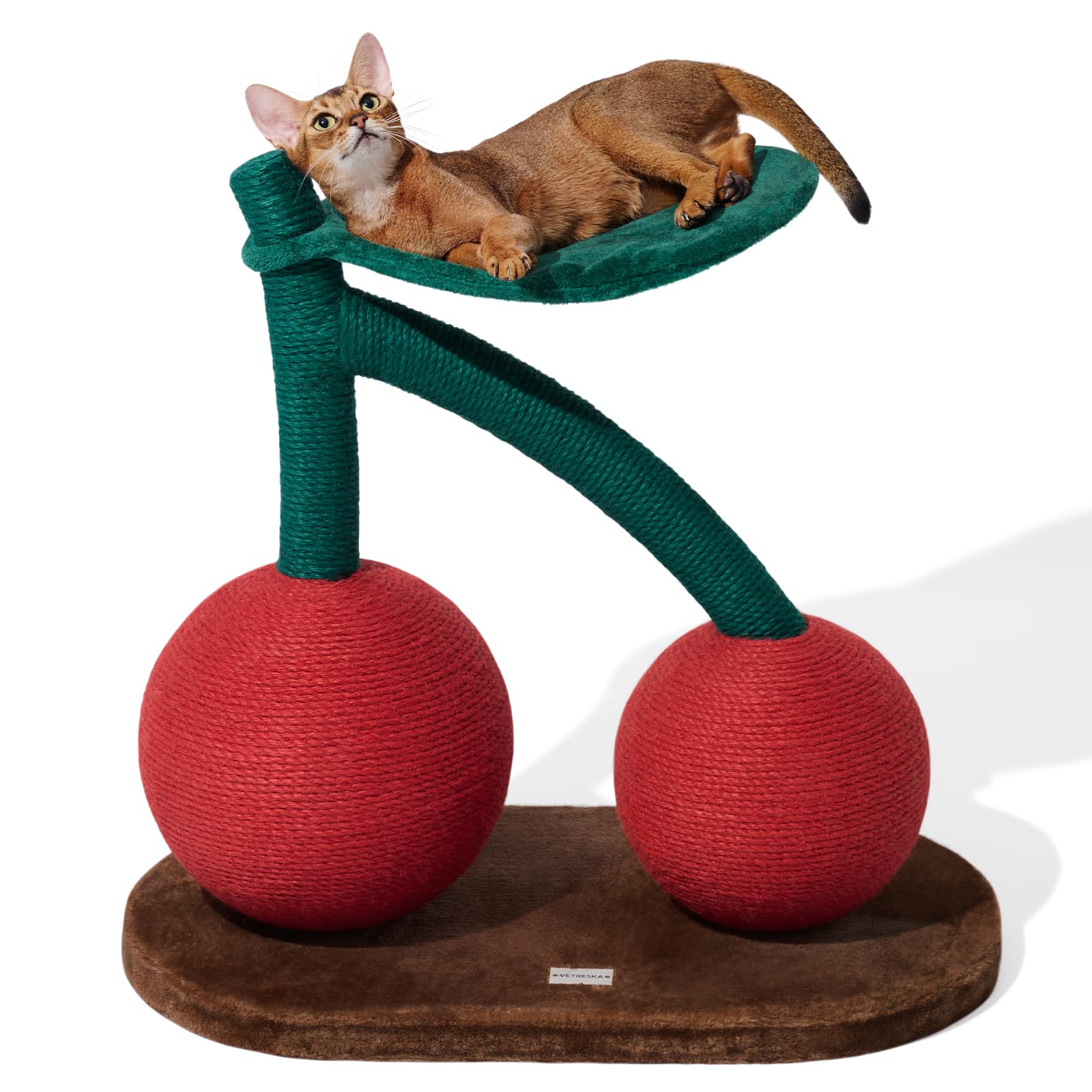 VETRESKA Cat Scratching Post, Large Cherry Cat Scratcher with Hammock ...
