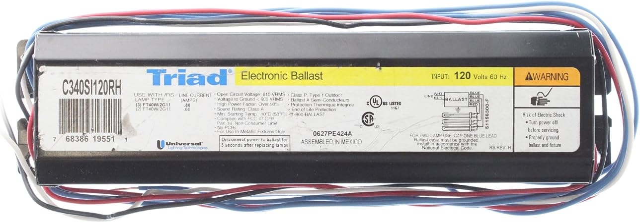 Universal C340SI120RH Compact Ballast, 3-Lamp, FT40W-2G11, 40W CFL ...