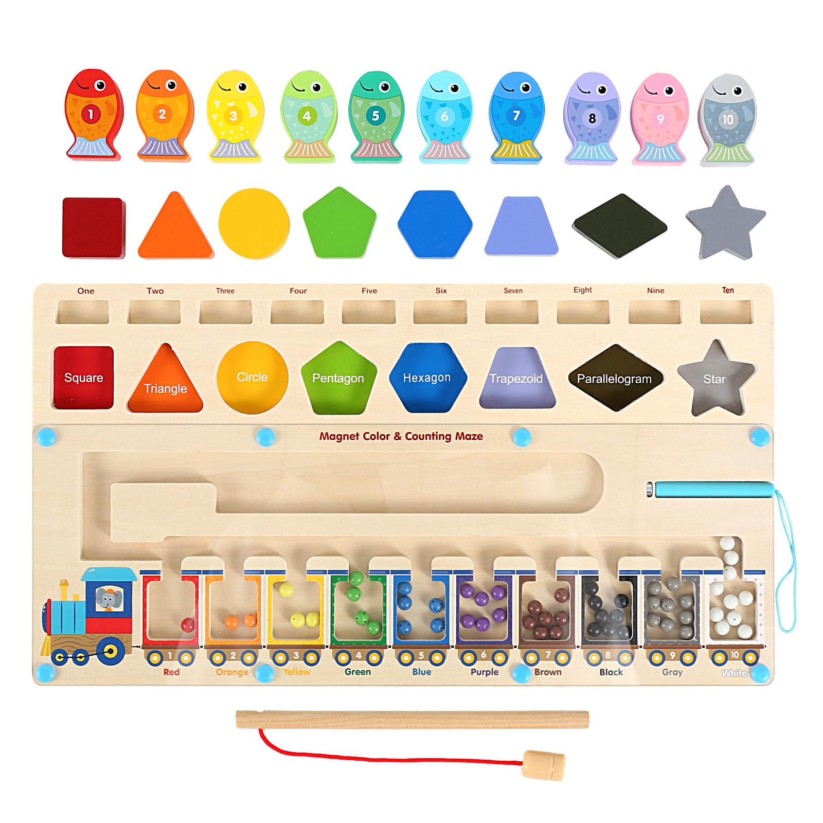 3 in 1 Magnetic Color and Number Maze, Montessori Toys Wooden Puzzle ...