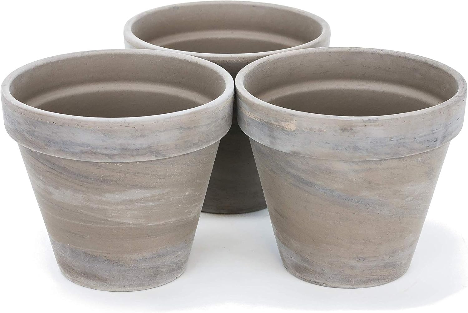 Amazon.com : 3 Flower Pots, 6 inch Ceramic | Clay Pots with Drainage ...