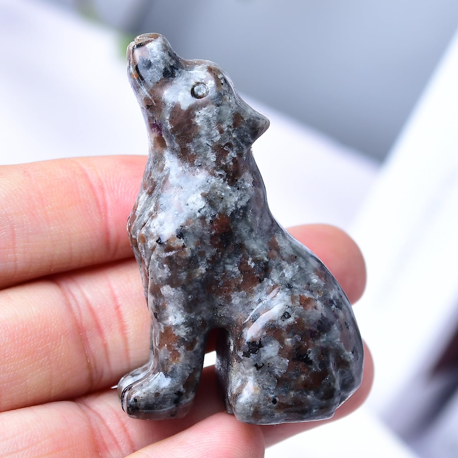 Mua Ytbeoxk 2.1 Inch Flame Stone Wolf Crystal Statue,Gifts Healing ...